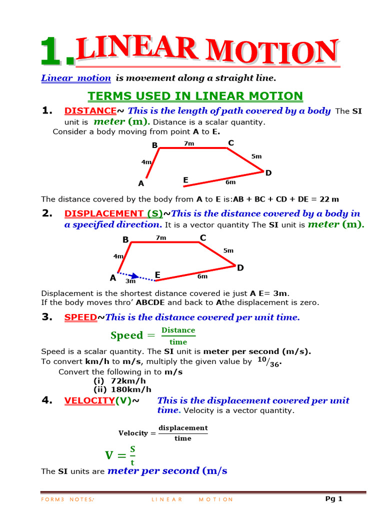 Linear Motion | PDF | Acceleration | Velocity