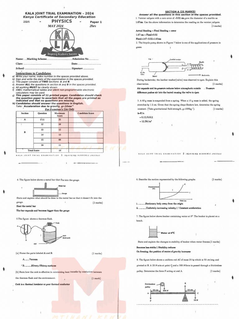 Physics Paper 1 Ms | PDF | Collision | Force