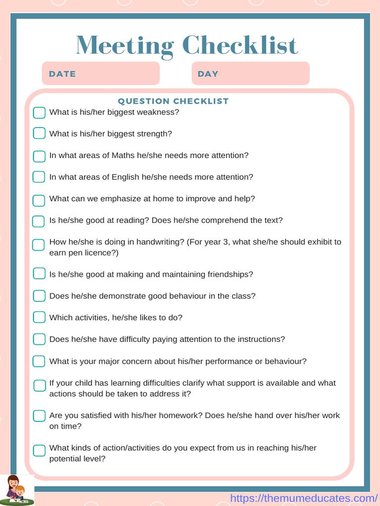 Meeting Checklist | PDF | Wellness
