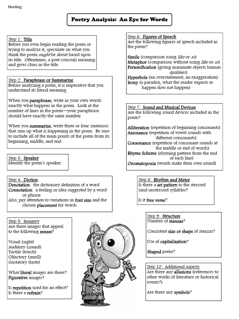 Poetry Analysis Chart | PDF | Poetry | Linguistics