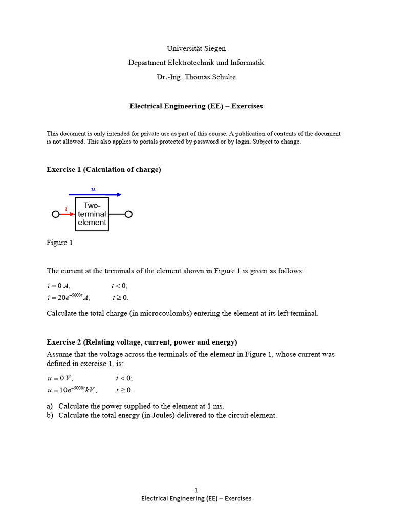 Exercises EE 2023 11 08 | PDF