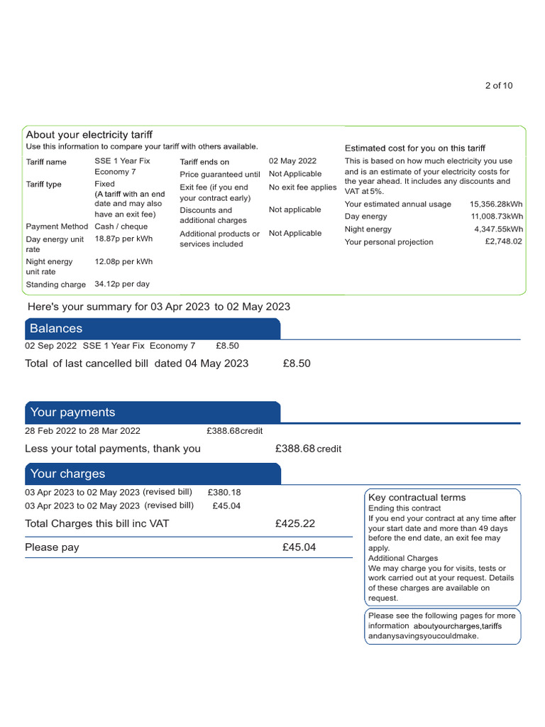 SSE UK Utility Bill 2 | PDF | Credit Card | Annual Percentage Rate