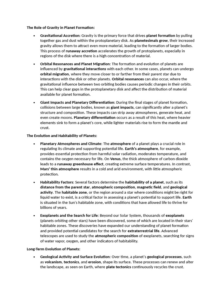 The Role of Gravity in Planet Formation | PDF | Planets | Planetary ...