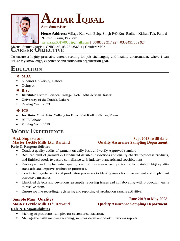 Azhar CV | PDF | Audit