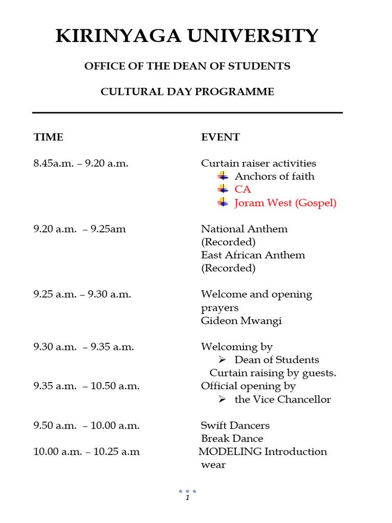 2018 Cultural Day Programme | PDF