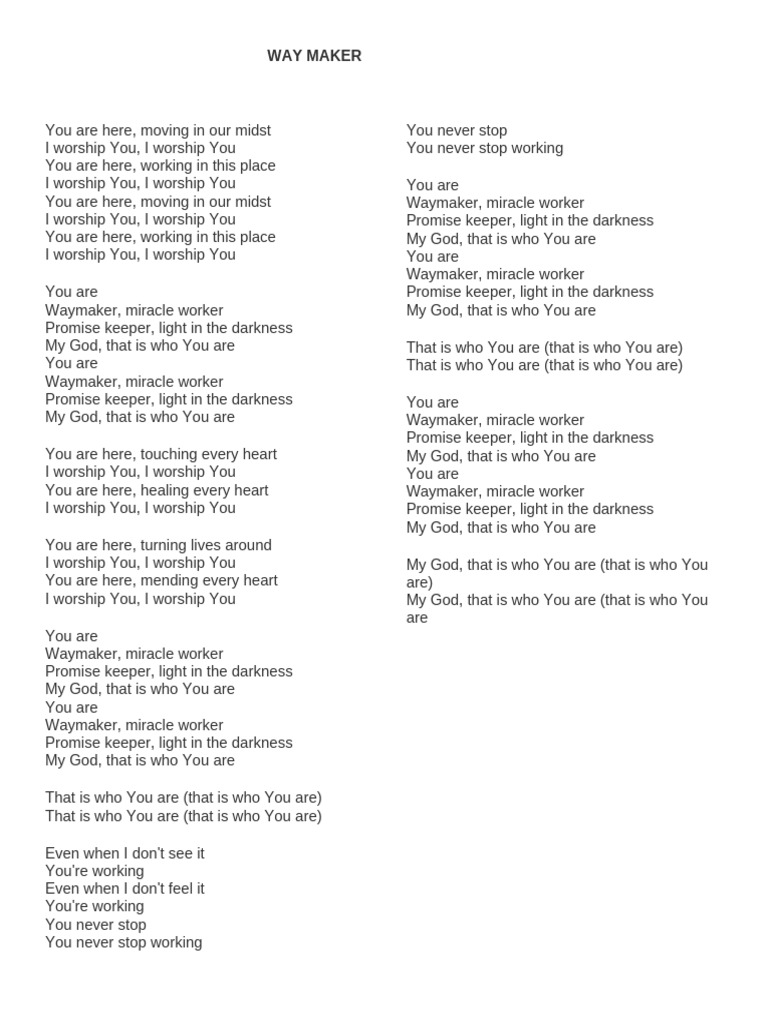 Letra Way Maker | PDF