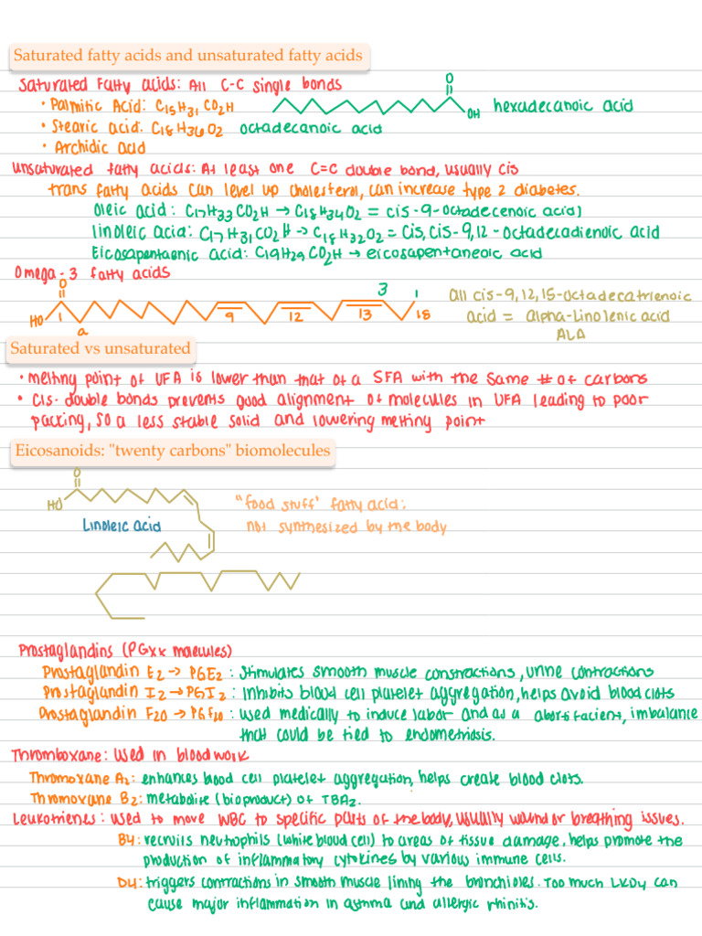 Chapter 17 Organic Biochemistry Notes | PDF | Fatty Acid | Triglyceride