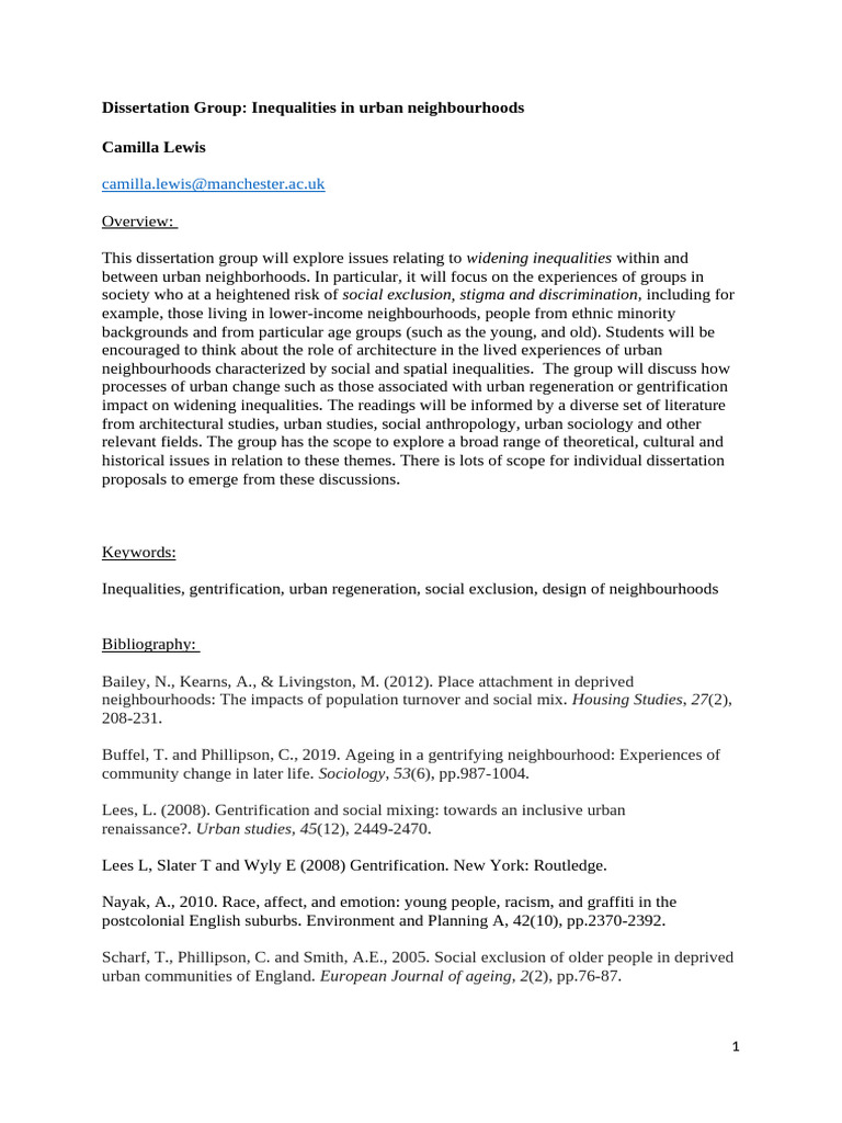 DG 013 Camilla LEWIS | PDF | Liberal Arts Education | Social Inequality