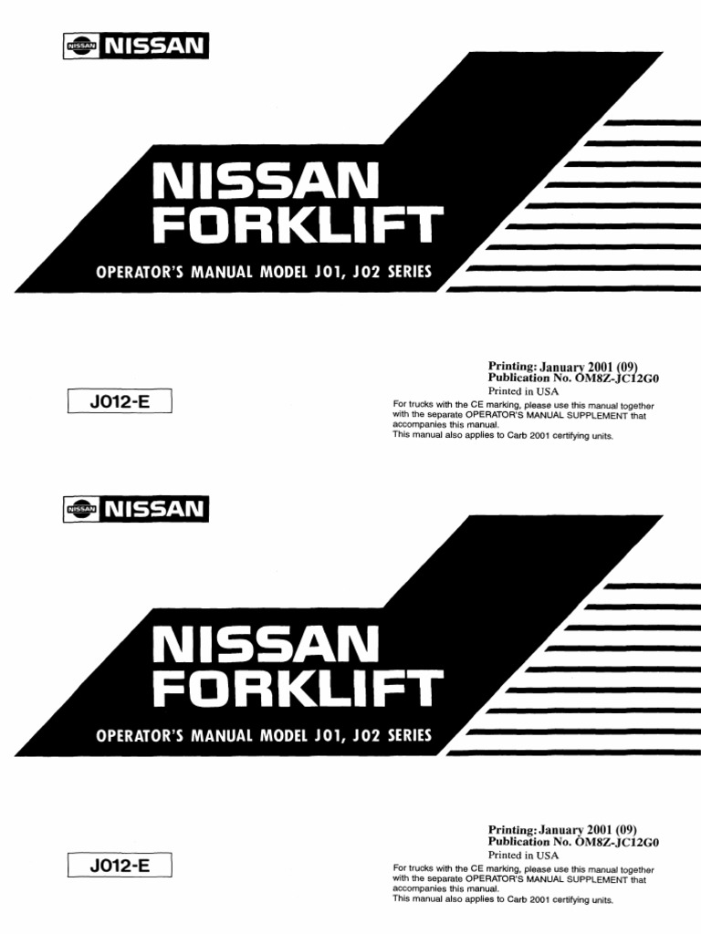 Nissan J01 - J02 Operator Manual (Jan 2001) | PDF