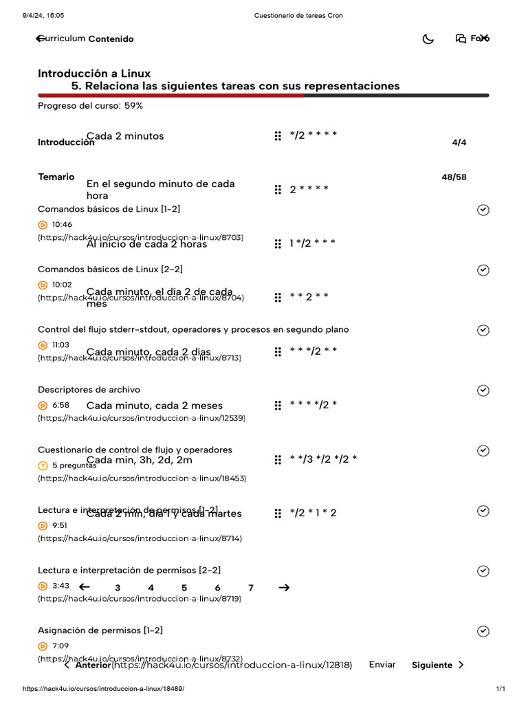 Cuestionario de Tareas Cron | PDF | Unix