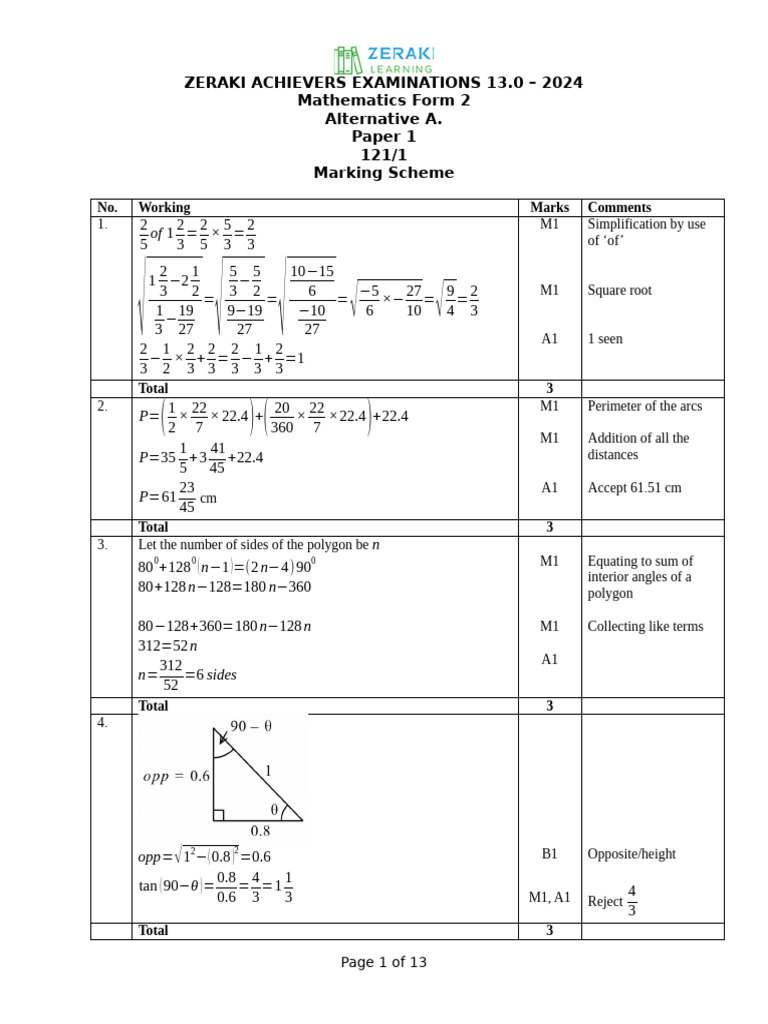 Mathematics - Marking Scheme | PDF | Elementary Geometry | Geometry