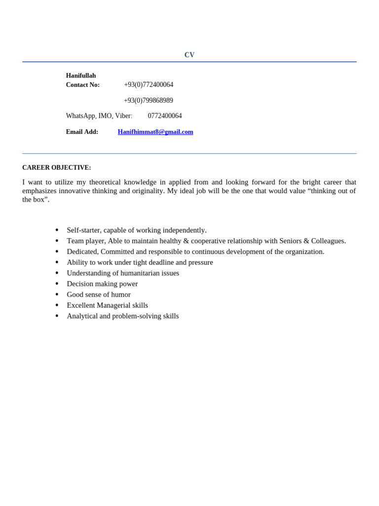 Hanif CV-1 - 1 - 075601 | PDF