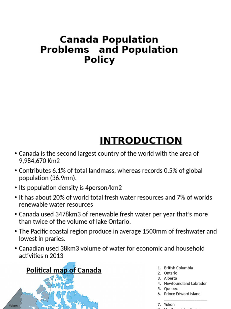Canada Population Problems and Population Policy 2 | PDF | Total ...