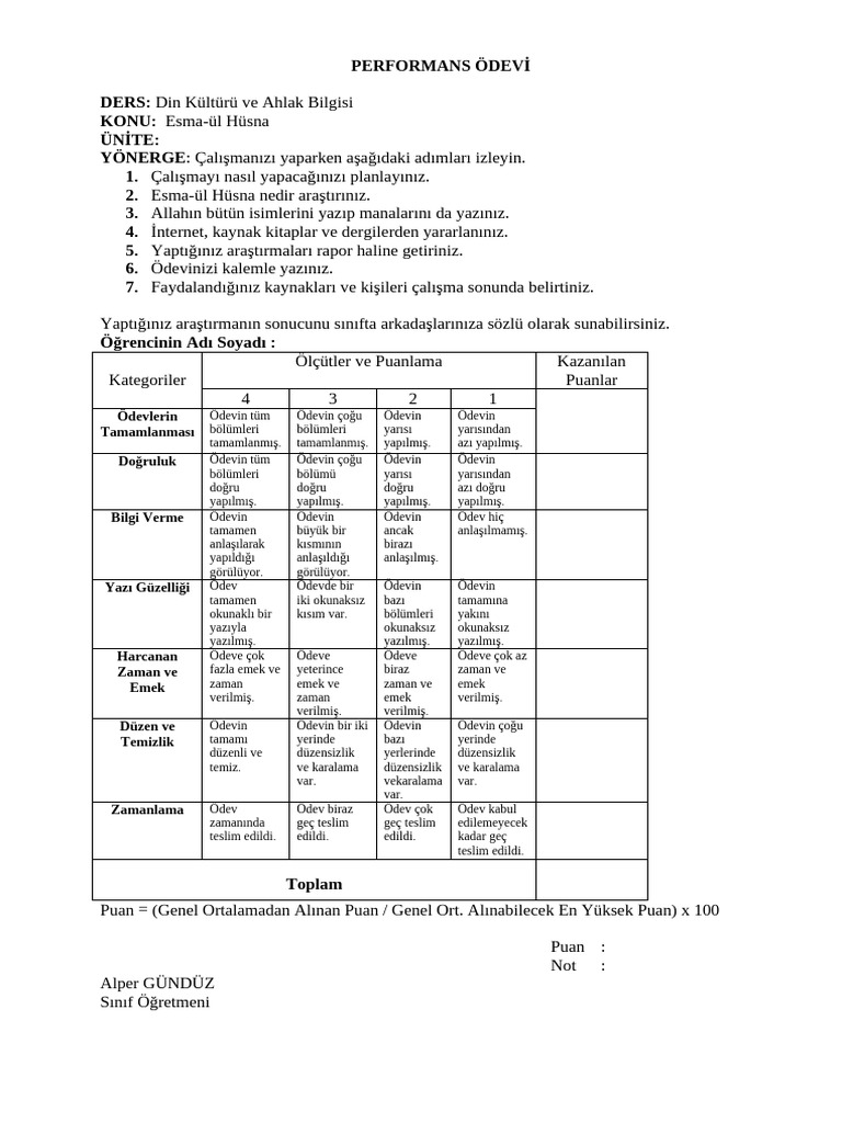 PERFORMANS DEV 99 Isim | PDF
