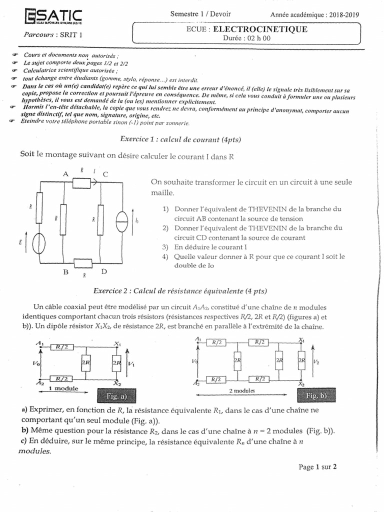 Électronique Exercice Corrigé | PDF
