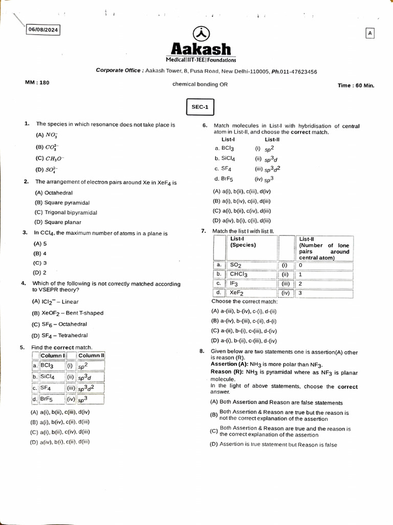 Chemical Bonding Test Or Pdf Chemical Bond Chemical Polarity