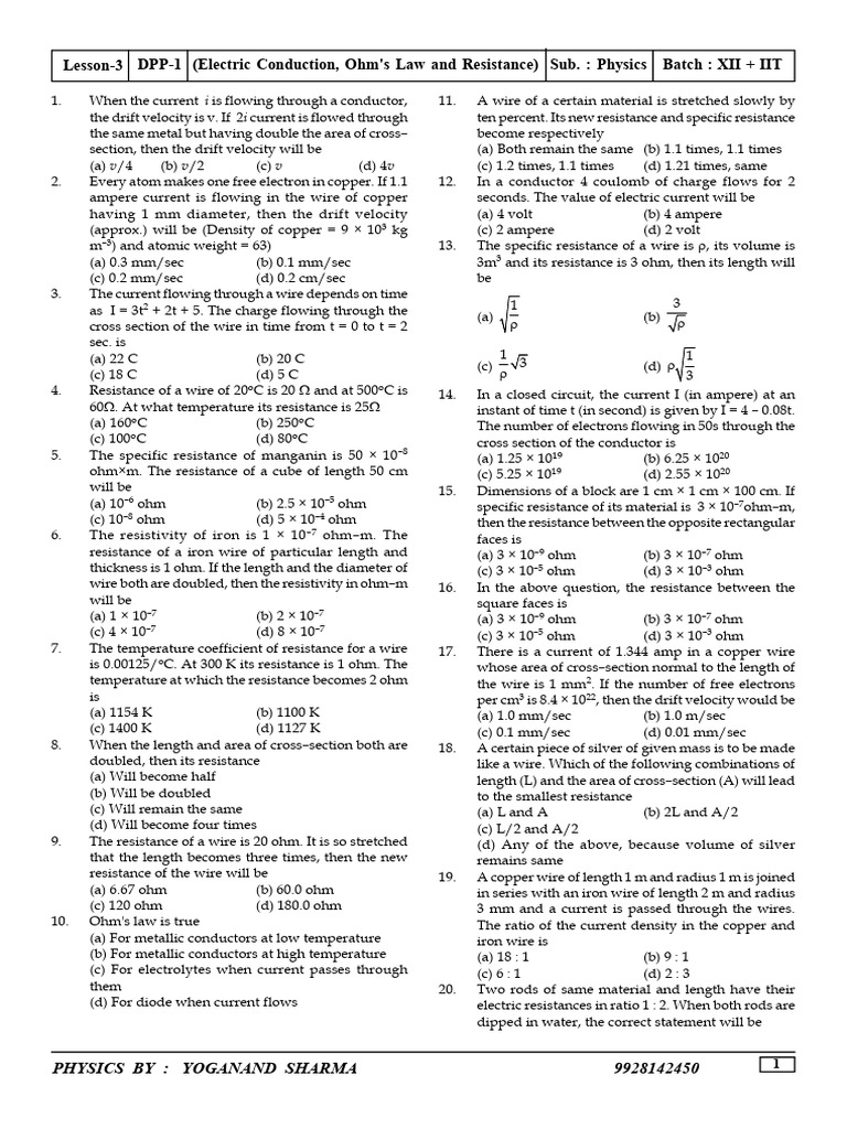 C.E dpp-1 | PDF | Electrical Resistance And Conductance | Electrical Conductor