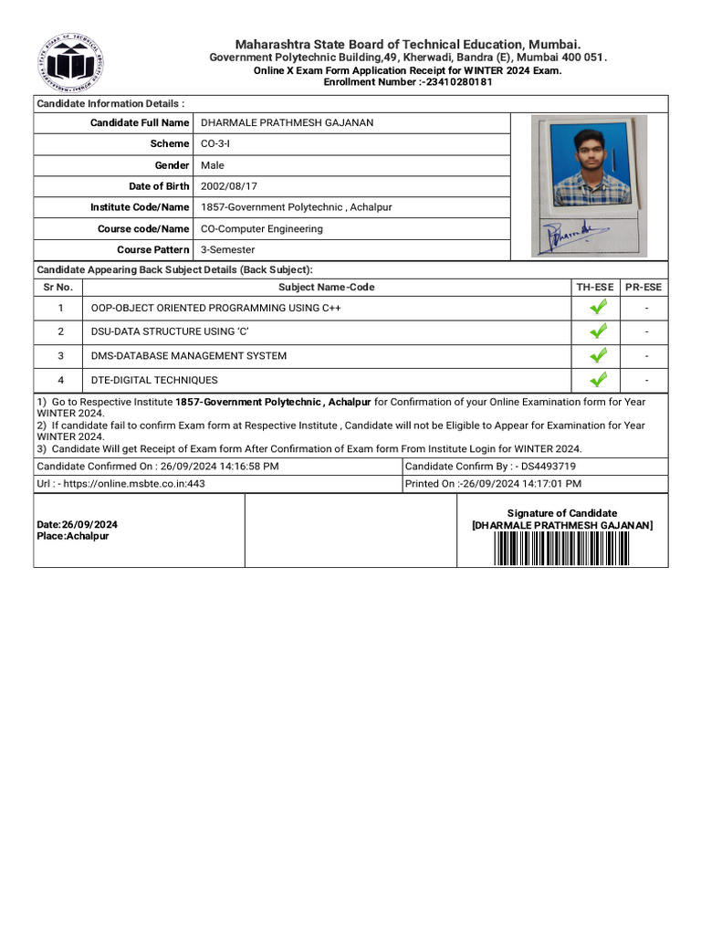 Prathamesh 3i Exam Form | PDF