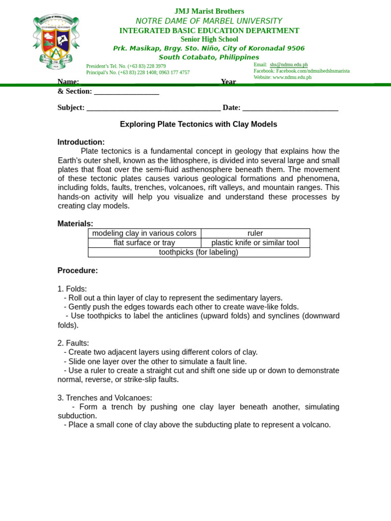 Plate Tectonics - Worksheet 1 | PDF | Plate Tectonics | Geology