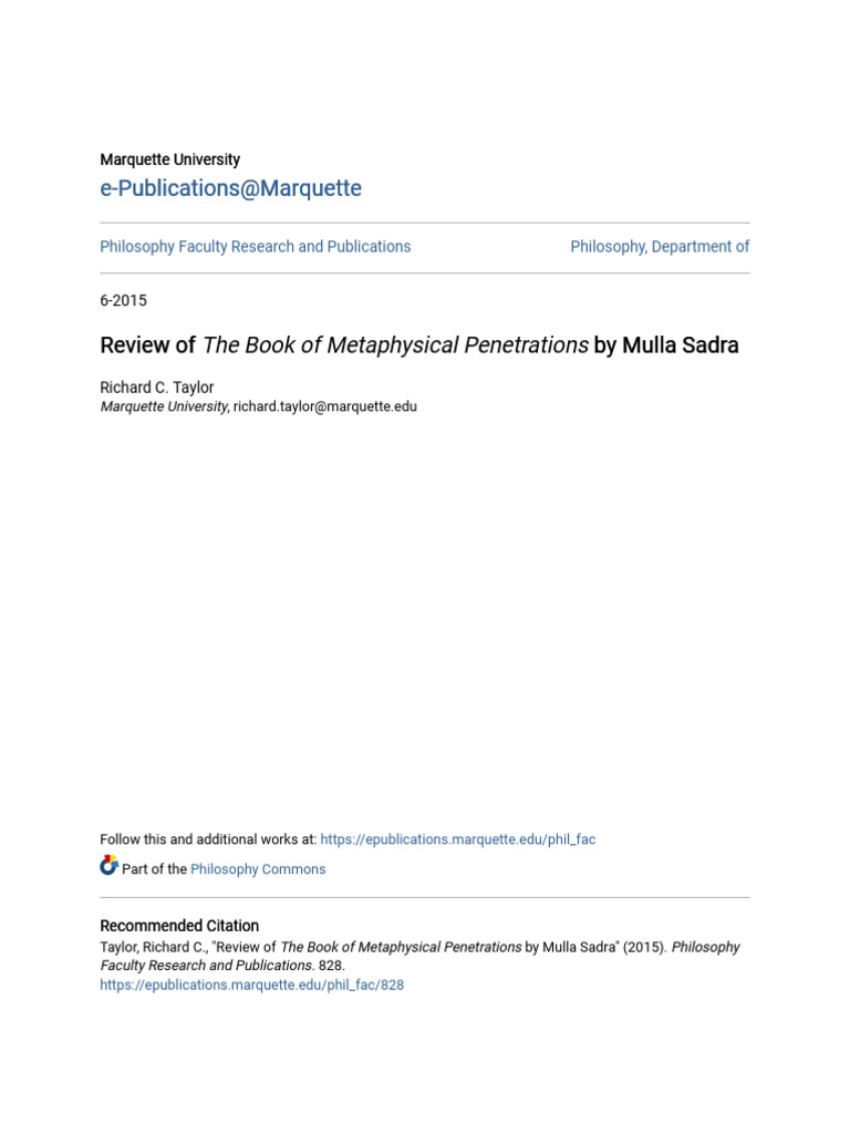 Review of - em - The Book of Metaphysical Penetrations - em - by Mulla | PDF | Islamic Philosophy