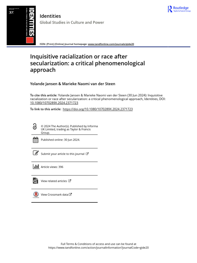 Inquisitive Racialization or Race After Secularization A Critical ...