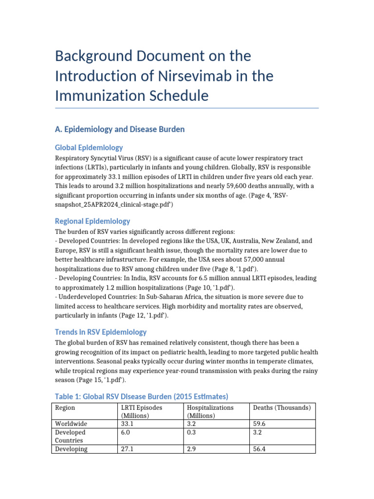 Nirsevimab Immunization Schedule Background | PDF | Microbiology ...