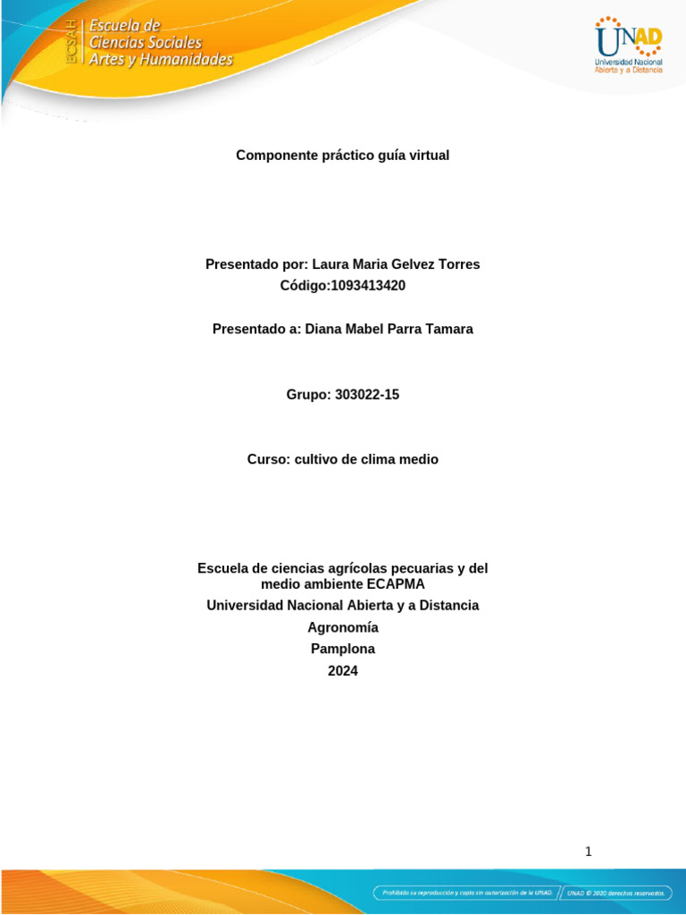 Informe Practica de Campo Cultivo de Clima Medio Laura G | PDF | Agricultura | Siembra