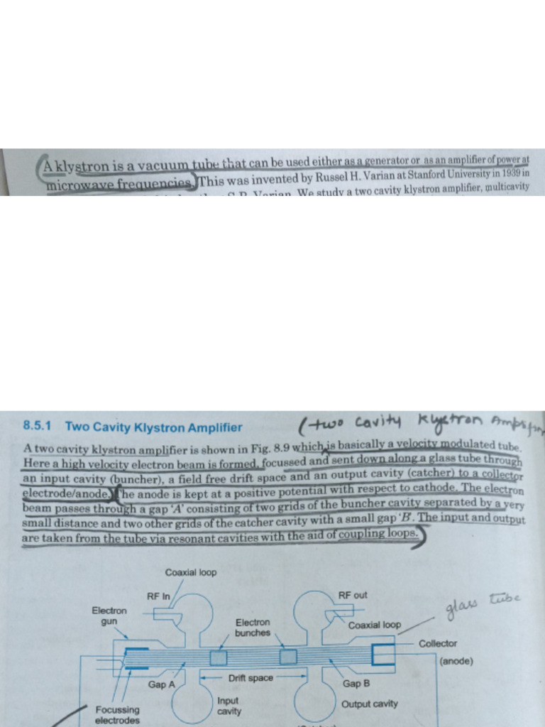 Two Cavity Klystron Amplifier | PDF