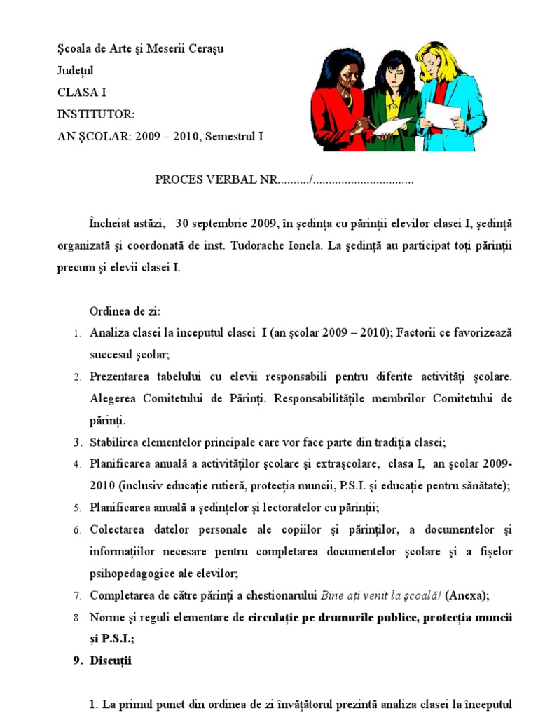 Proces Verbal Sedintacuparintii2 OK | PDF
