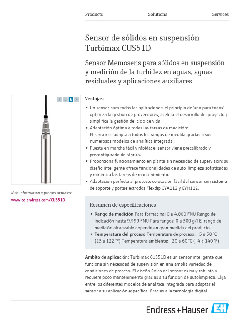 Endress-Hauser Turbimax CUS51D ES | PDF | Sensor