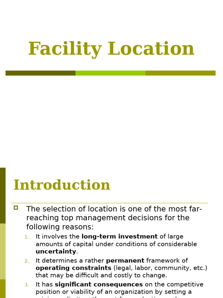 Facility Location Selection Strategies | PDF | Labour Economics ...