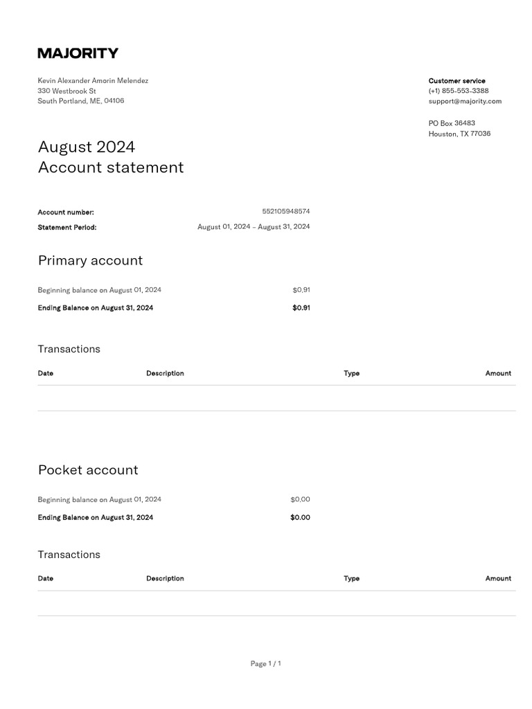 2024 08 Monthly Statement MAJORITY | PDF
