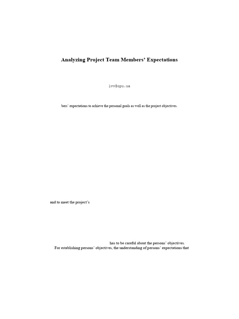 Project Team Expectation Mapping | PDF | Goal | Cognition