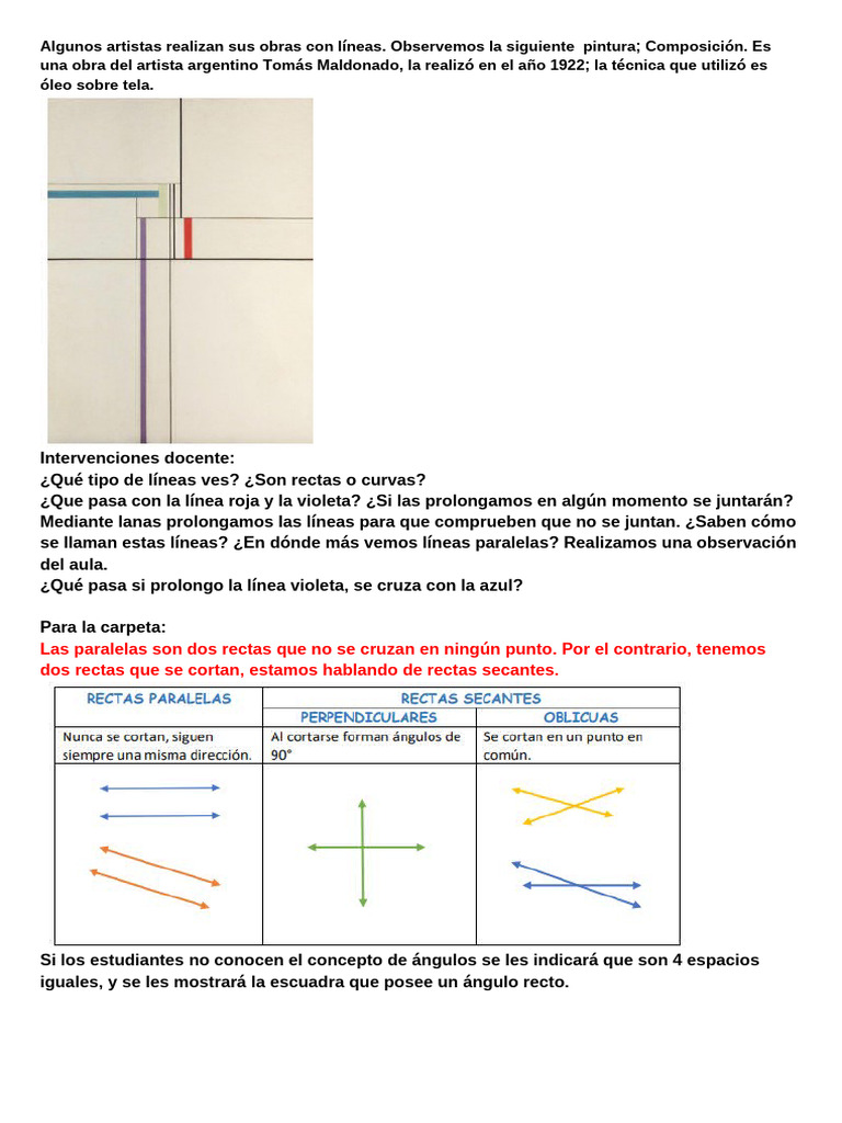 Líneas Paralelas y Perpendiculares en Arte | PDF