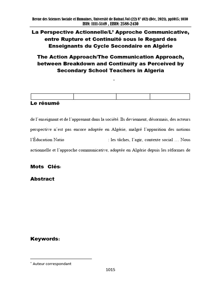 La Perspective Actionnelle L'approche Communicative Entre Rupture Et Continuité Sous Le Regard ...