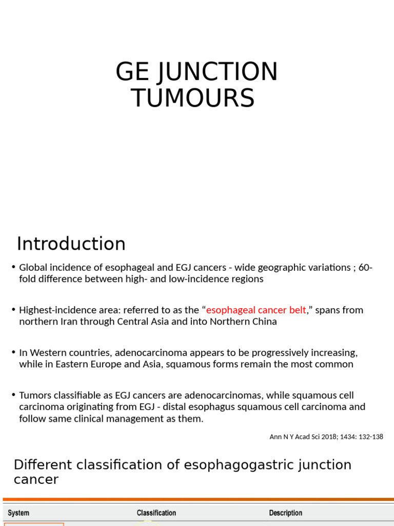 GE Junction Tumors: Classification & Management | PDF | Esophageal ...