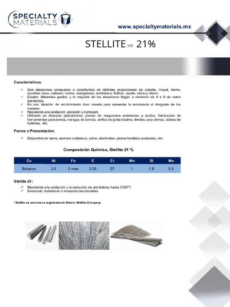 Stellite 21 - Ficha Técnica | PDF
