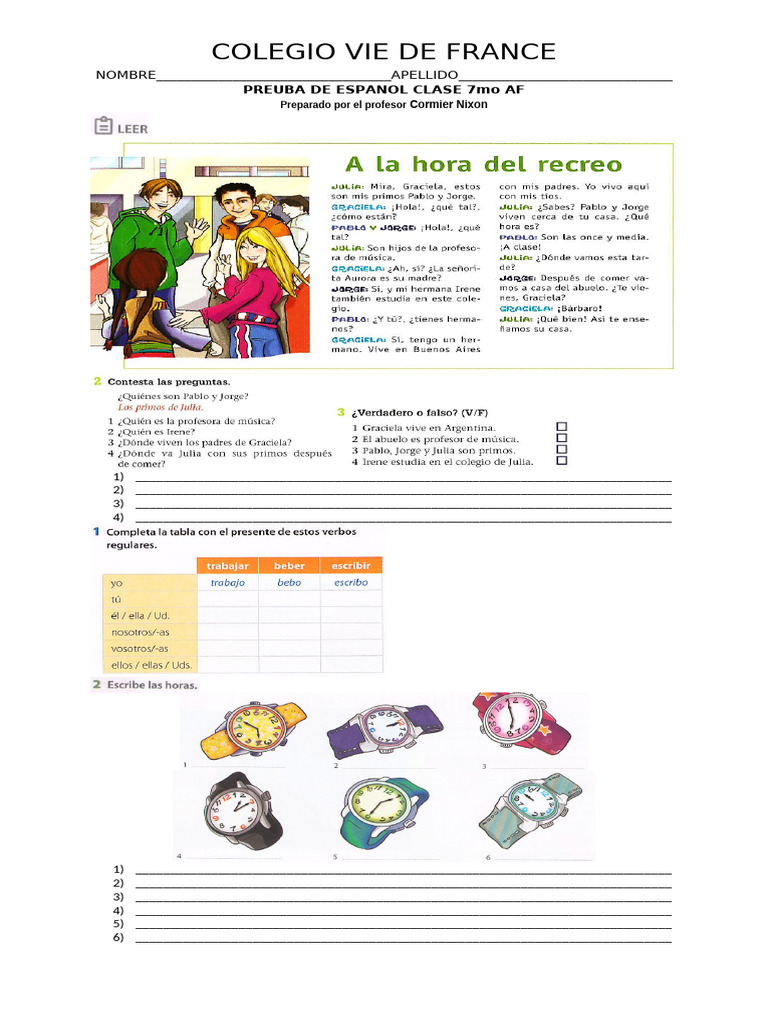 Colegio Vie de France 7e Af Paques | PDF