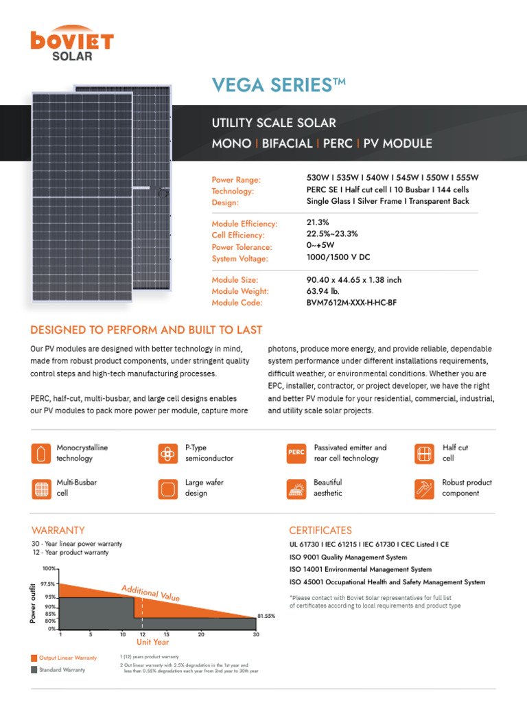 Boviet Solar - 10. Vega Series - Mono - Bifacial - PERC SE - Utility ...
