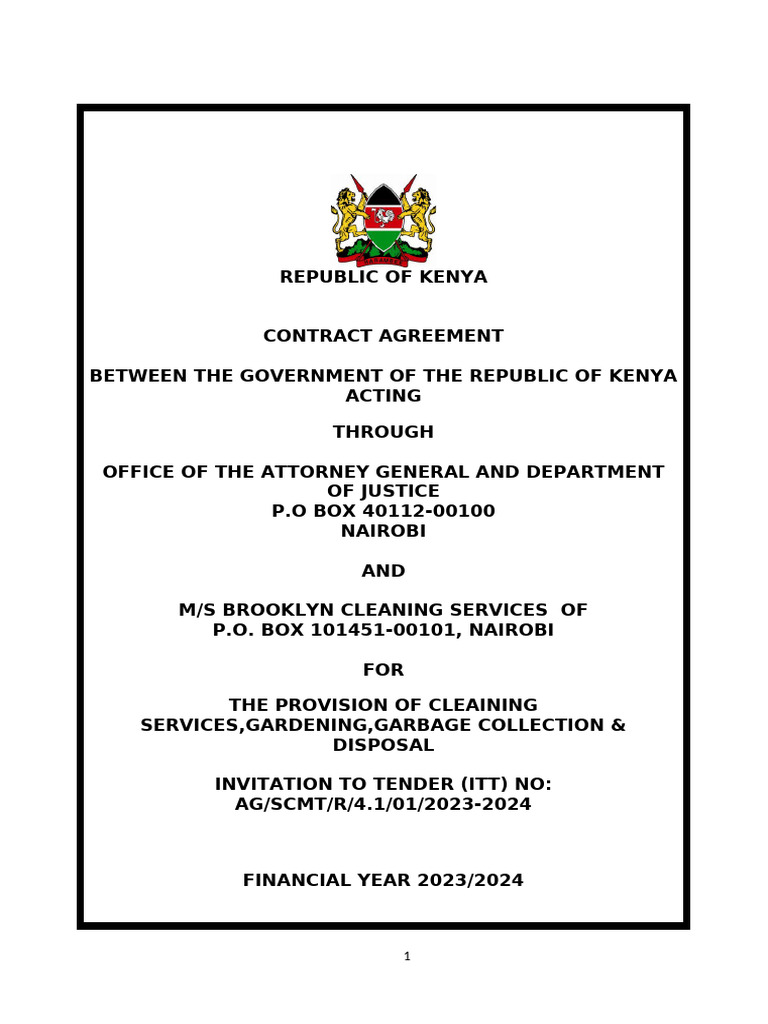 Kenya Garbage Collection Tender Agreement | PDF | Legal Documents ...