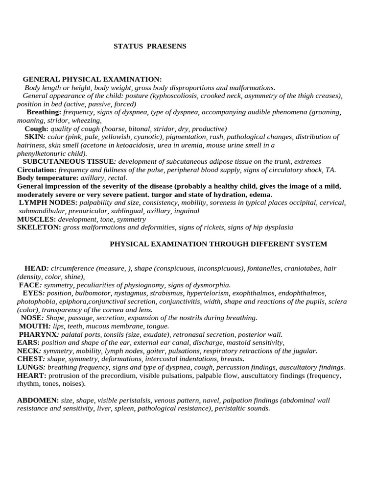 Comprehensive Physical Examination Guide | PDF | Edema