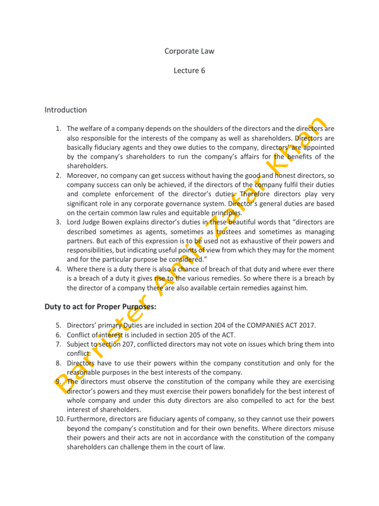 Directors Duties | PDF | Board Of Directors | Fiduciary