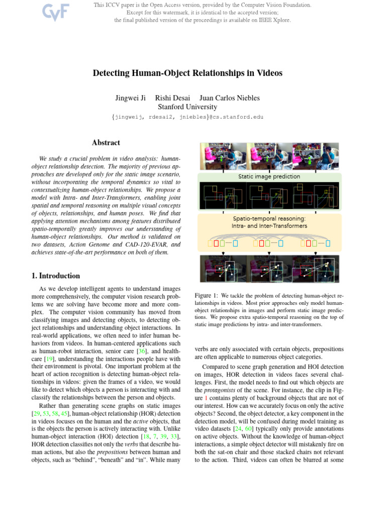 Human-Object Relationship Detection in Videos | PDF | Matrix ...