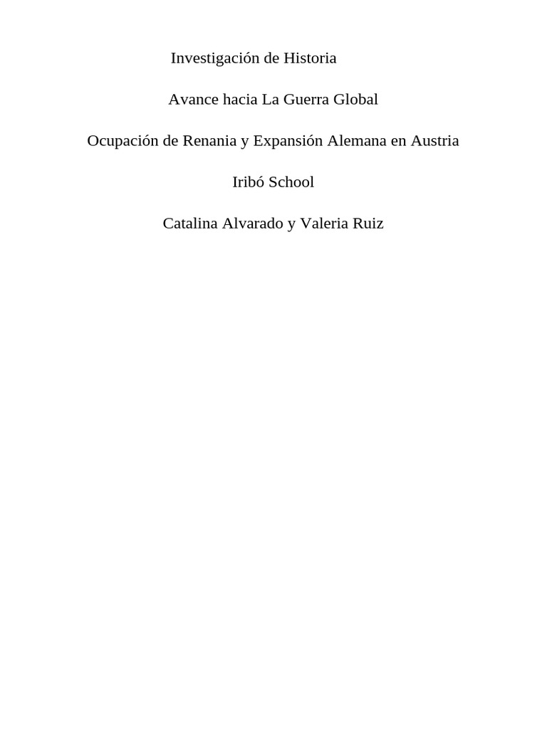 Investigación Expansionismo Alemán - Valeria y Catalina | PDF ...