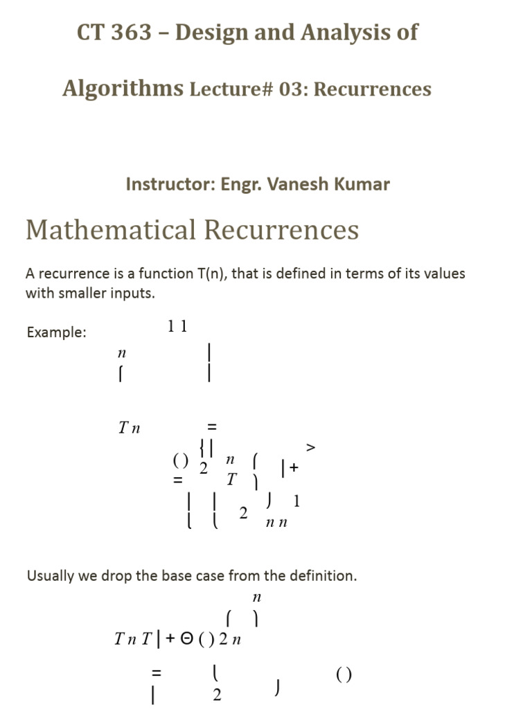 Lect Recurrences | PDF | Recurrence Relation | Function (Mathematics)