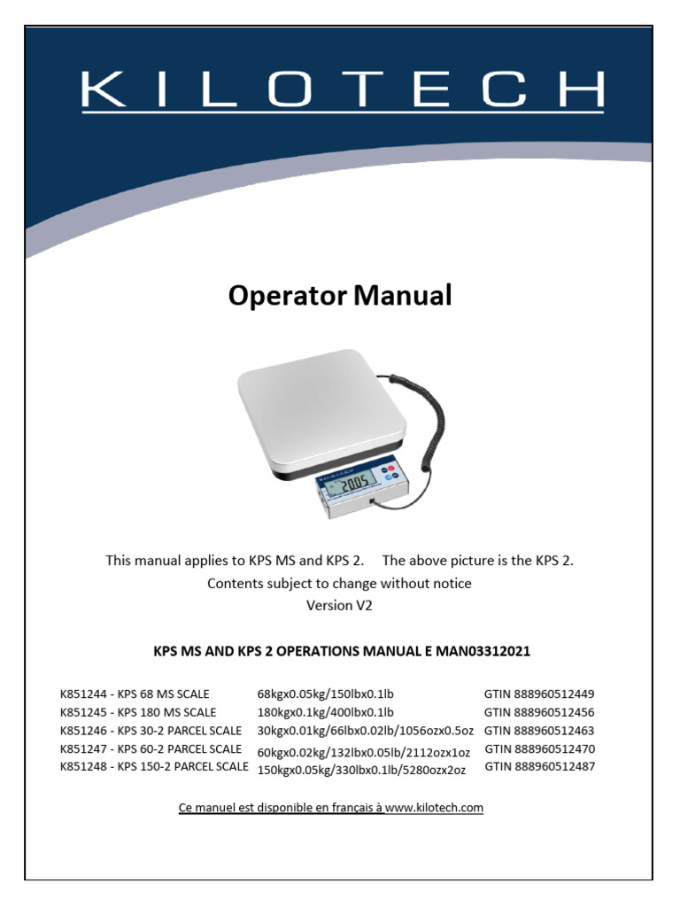 KPS MS & KPS 2 Operator Manual | PDF | Ac Power Plugs And Sockets | Weight
