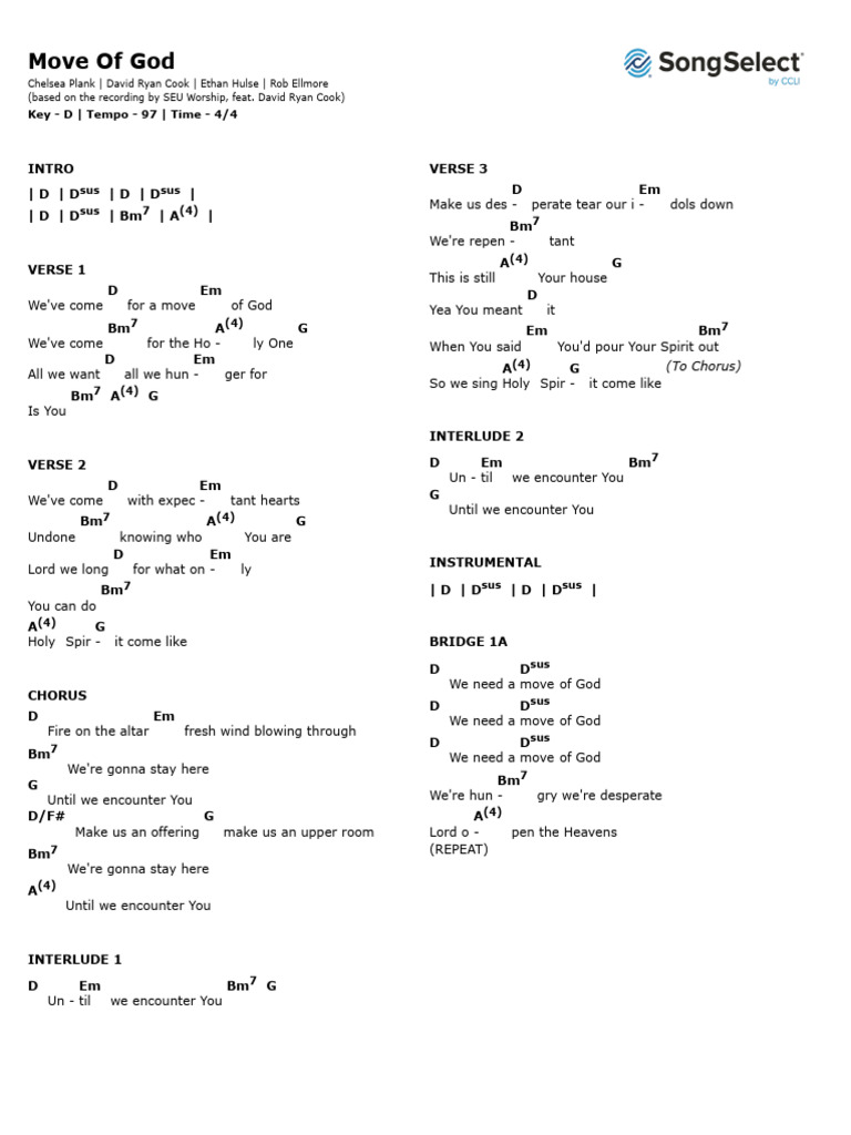 Move Of God-chords-D | PDF | Song Structure | Songs