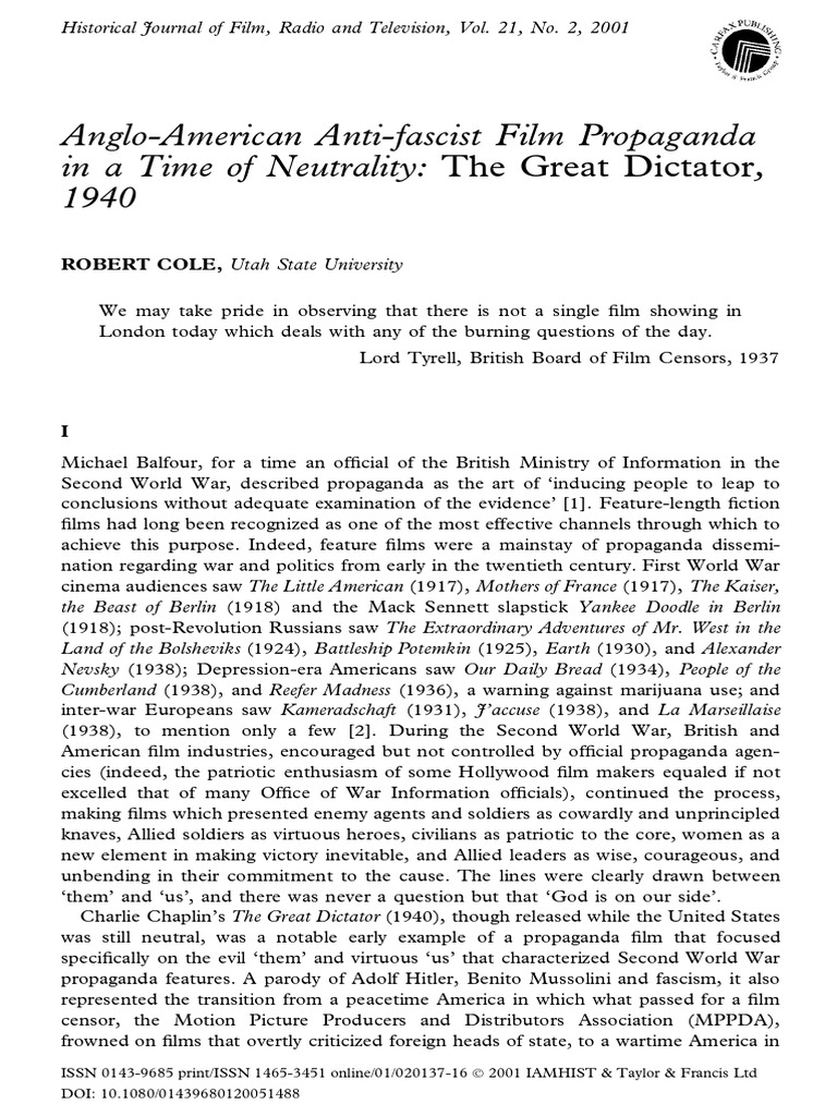 Anglo-American Anti-Fascist Film Propaganda in A Time of Neutrality The ...