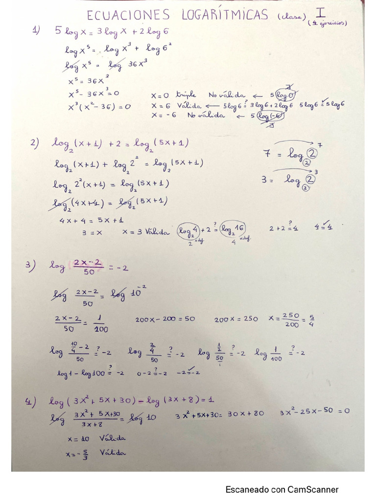 Hoja 14 Ecuaciones Logarítmicas | PDF