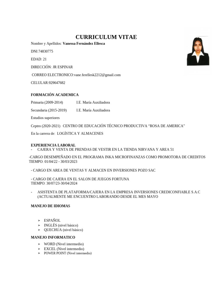 CVVVV Vanessa Fernandez | PDF